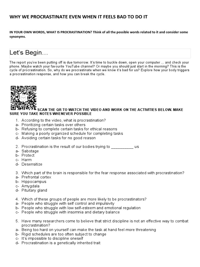 Let's Begin : Why We Procrastinate Even When It Feels Bad To Do It ...