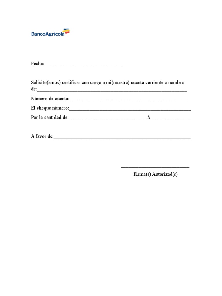 Solicitud de Certificacion de Cheque | PDF