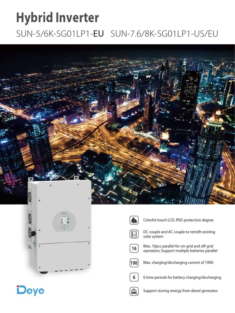Deye - SUN 5K SG01LP1 EU - Datasheet | PDF | Energy Technology ...