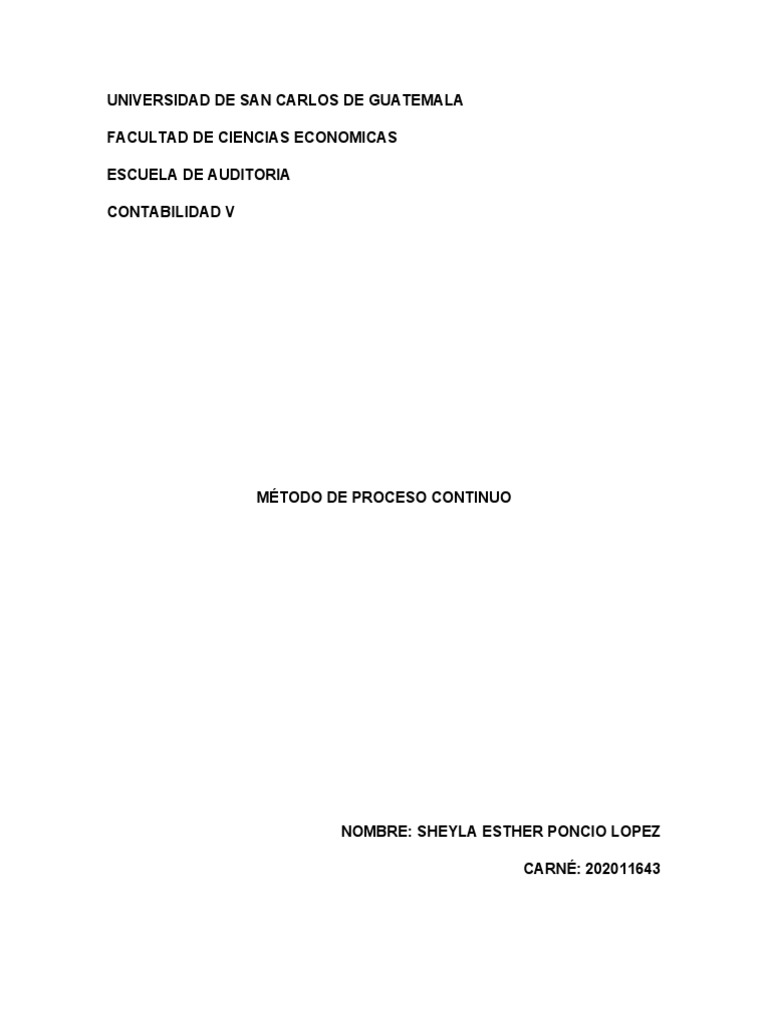 Proceso Continuo | PDF | Costo | Experiencia