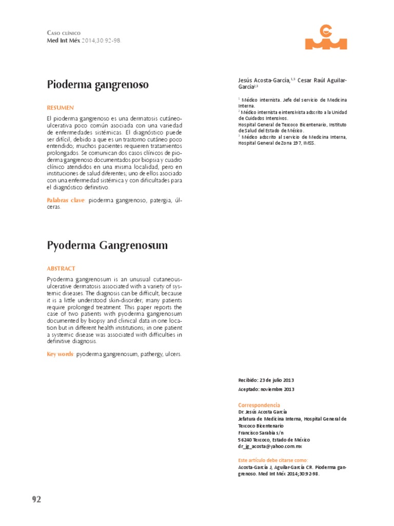 Pioderma Gangrenoso: Resumen | PDF | Medicina | Enfermedades y trastornos