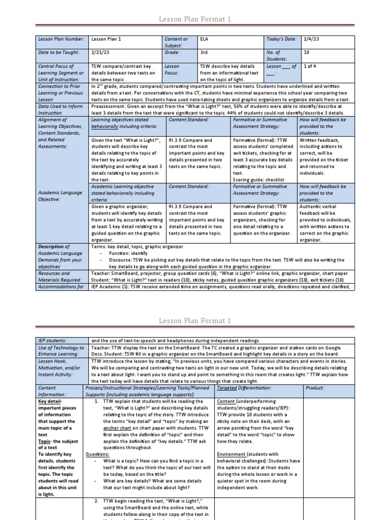 Edtpa - Lesson Plans | PDF | Educational Assessment | Lesson Plan