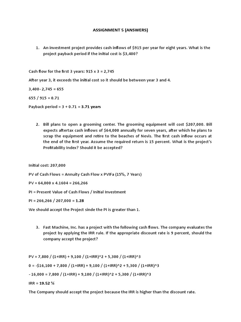 Assignment 5 (Revised) Answers | PDF