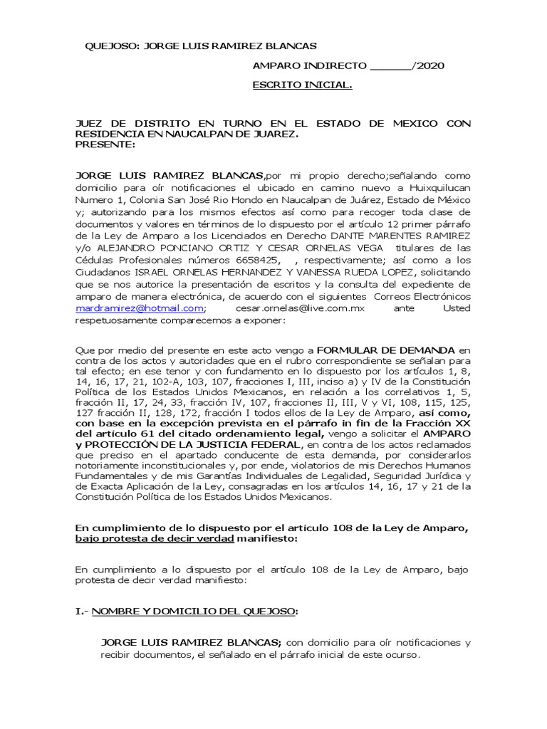 Amparo de Orden de Aprension Jorge | PDF