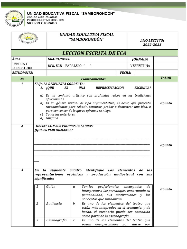 8Vo-EVALUACIÓN DE ECA | PDF