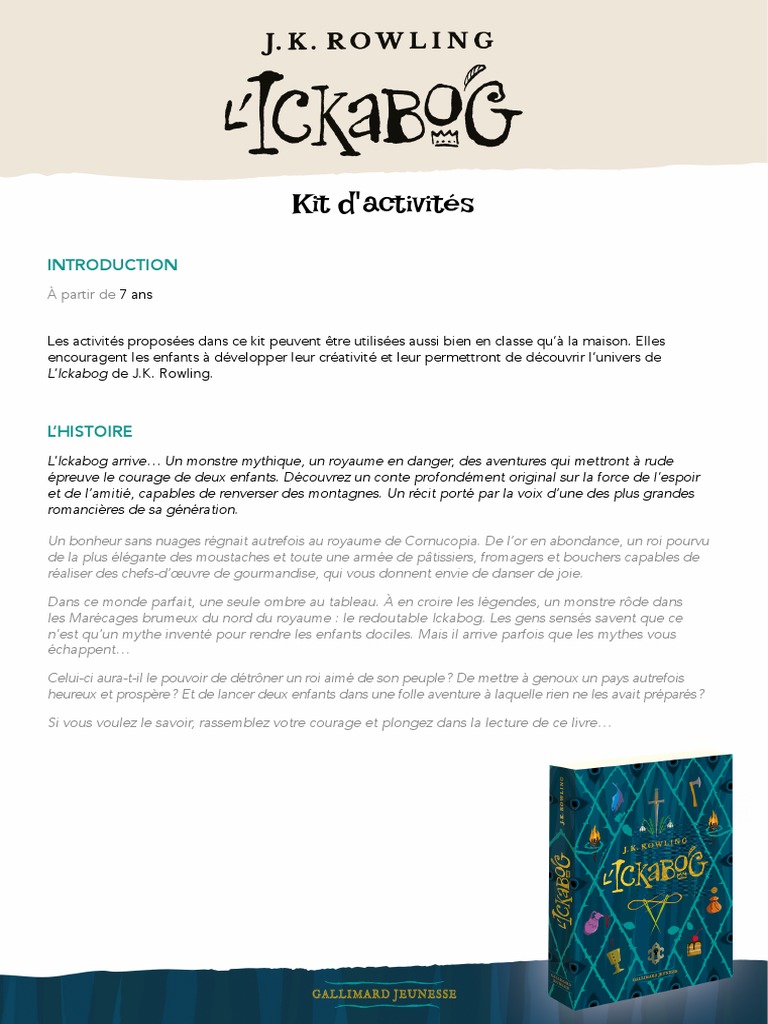 Livret D'activités L'Ickabog | PDF | Jeunes adultes