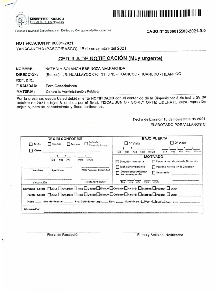 Cédula de Notificación | PDF