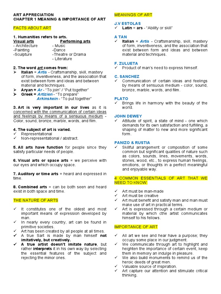 Art Appreciation L1 Reviewer | PDF