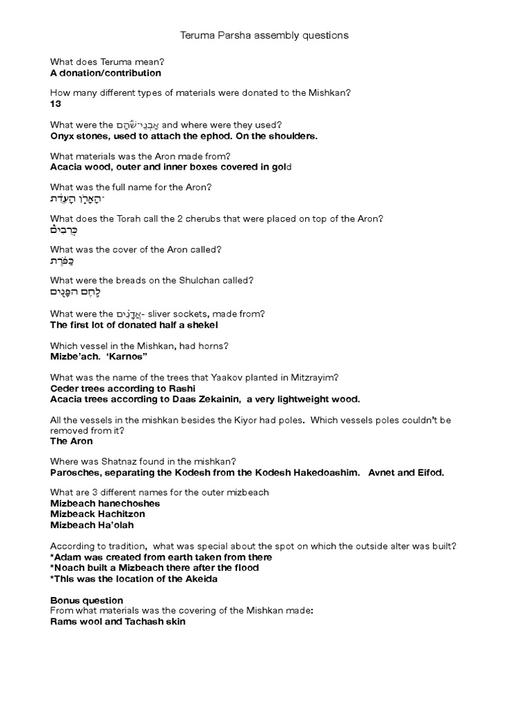 An Assembly of Questions: A Summary of Key Details Regarding the ...