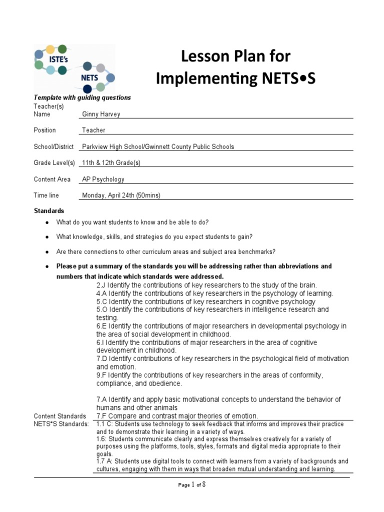 Itec 7430 Digital Tools Lesson Plan | PDF | Learning | Psychology