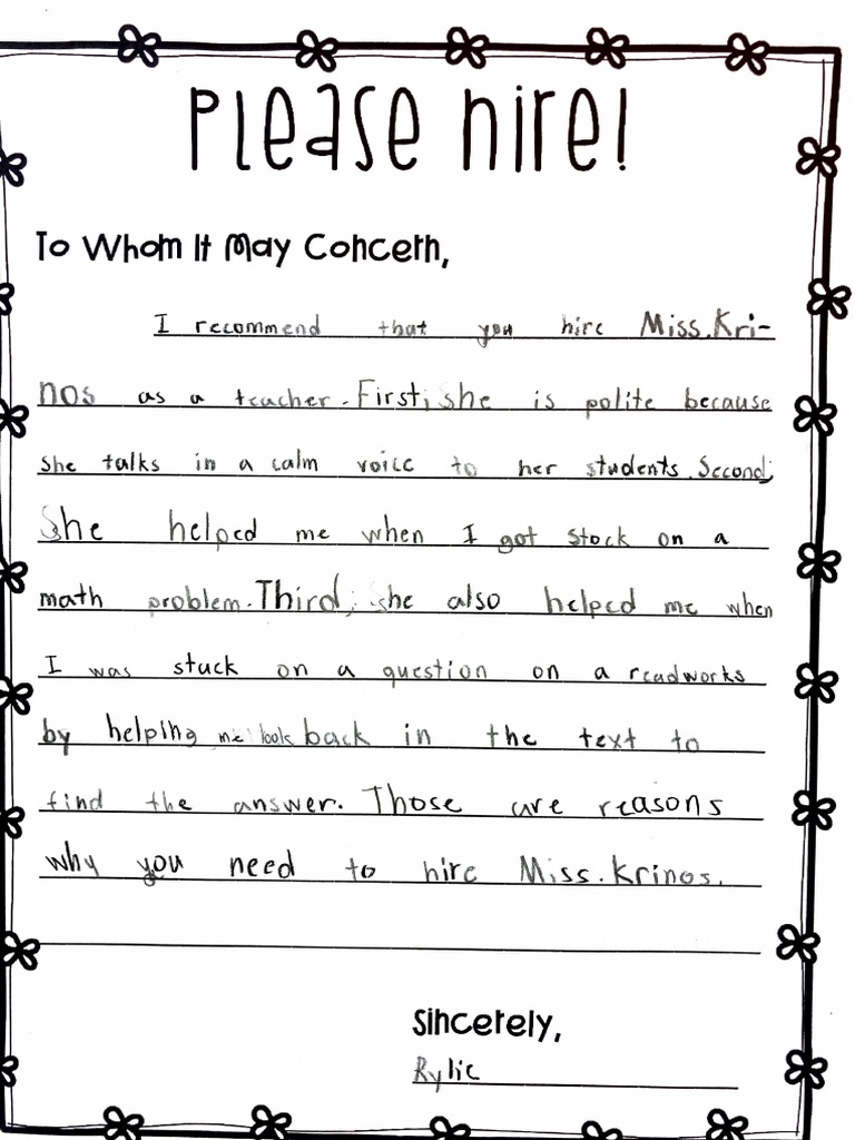 Student Teaching Letters of Recommendation | PDF