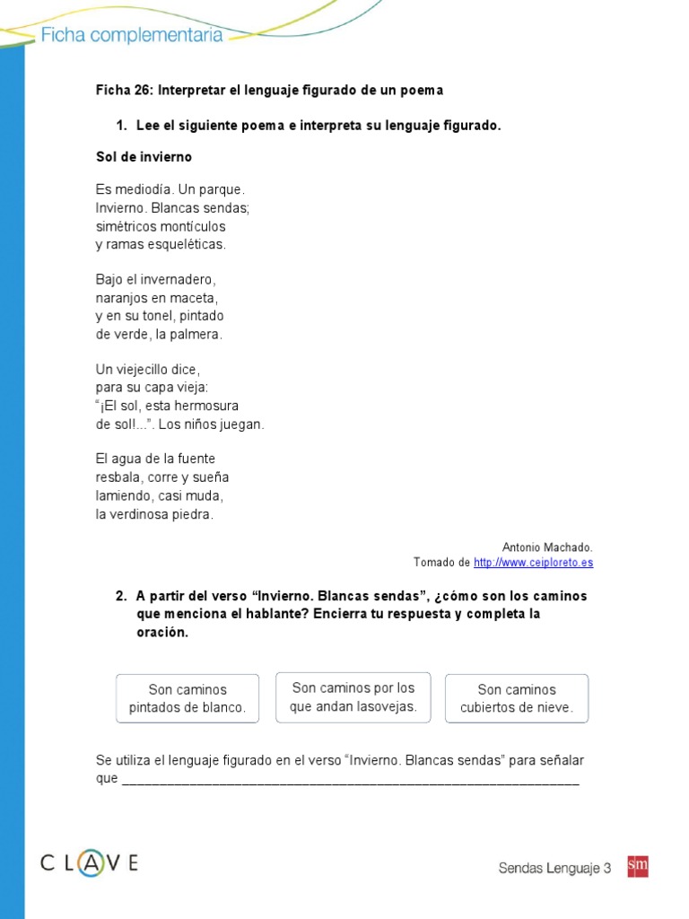 Ficha 26 - Interpretar El Lenguaje Figurado de Un Poema | PDF