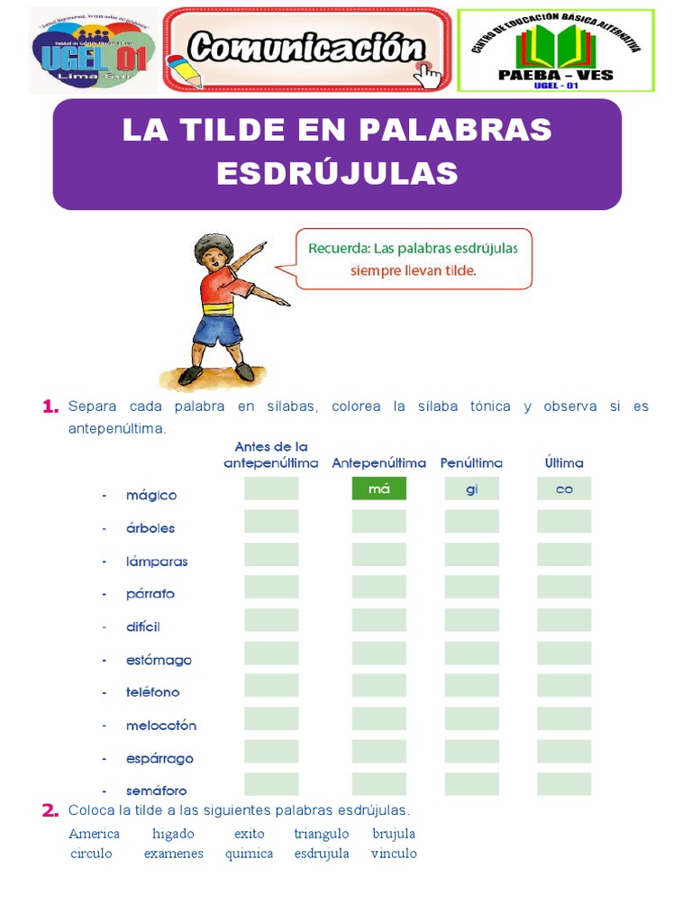 La Tilde en Palabras Esdrújulas | PDF