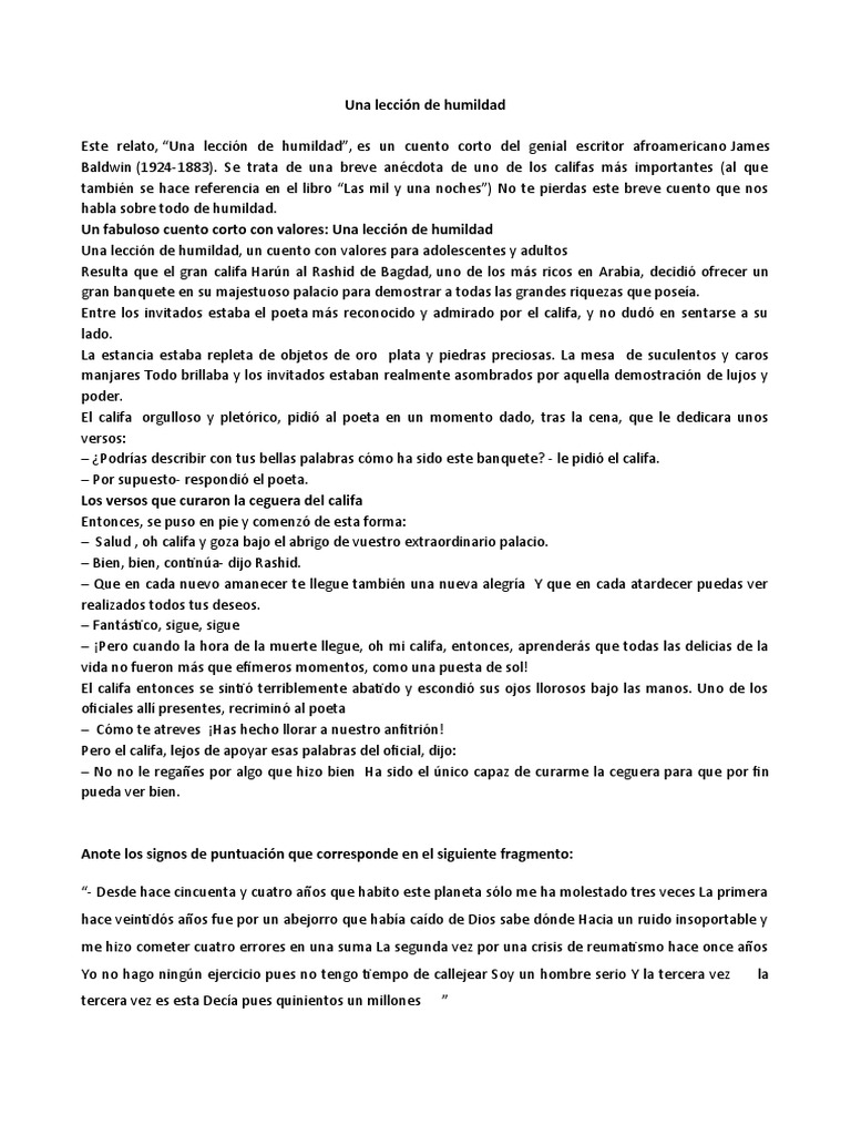Una Lección de Humildad | PDF