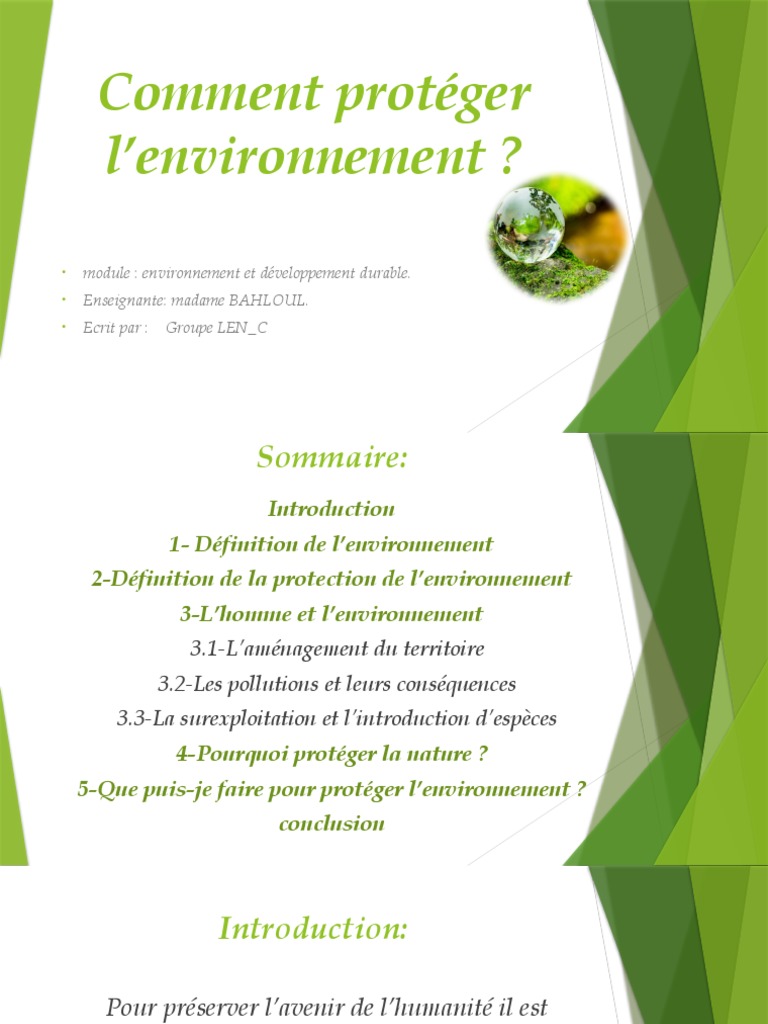 Comment Protéger L'environnement ? | PDF | Environnement naturel | la pollution