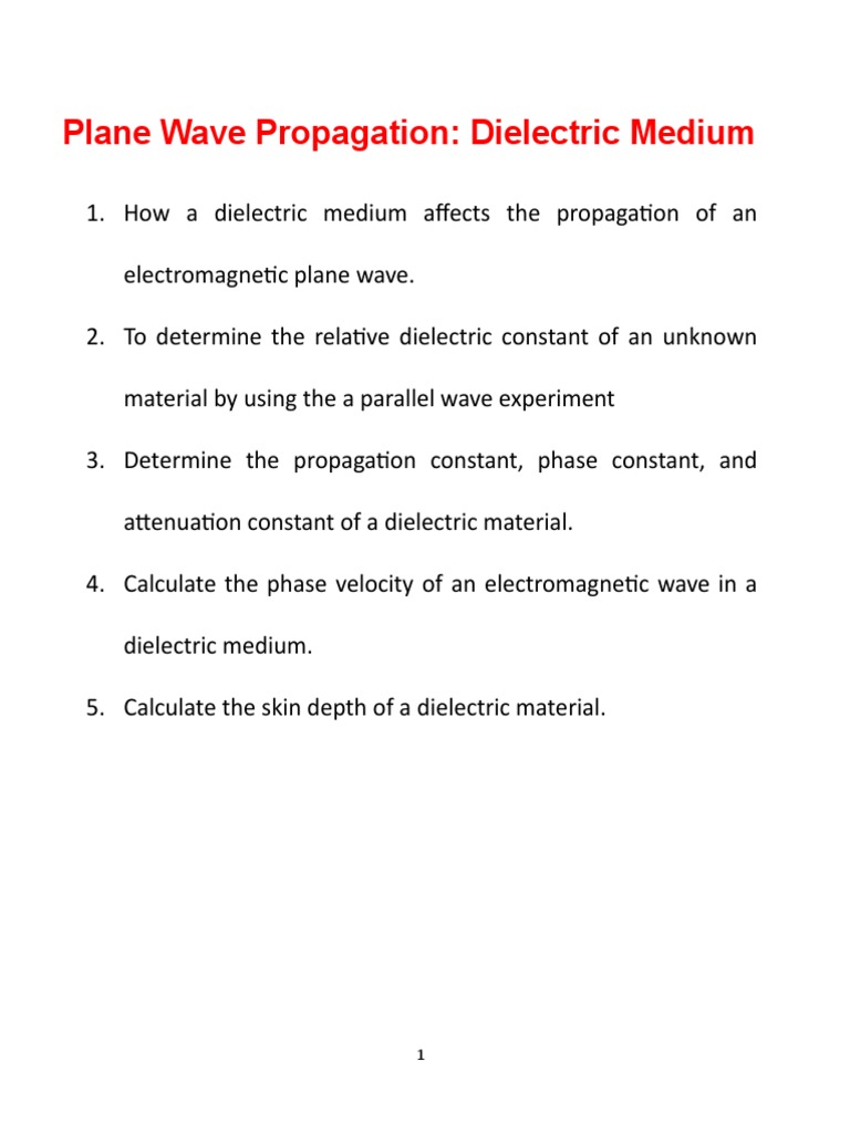 3 - Plane Wave Propagation in A Dielectric Medium | PDF
