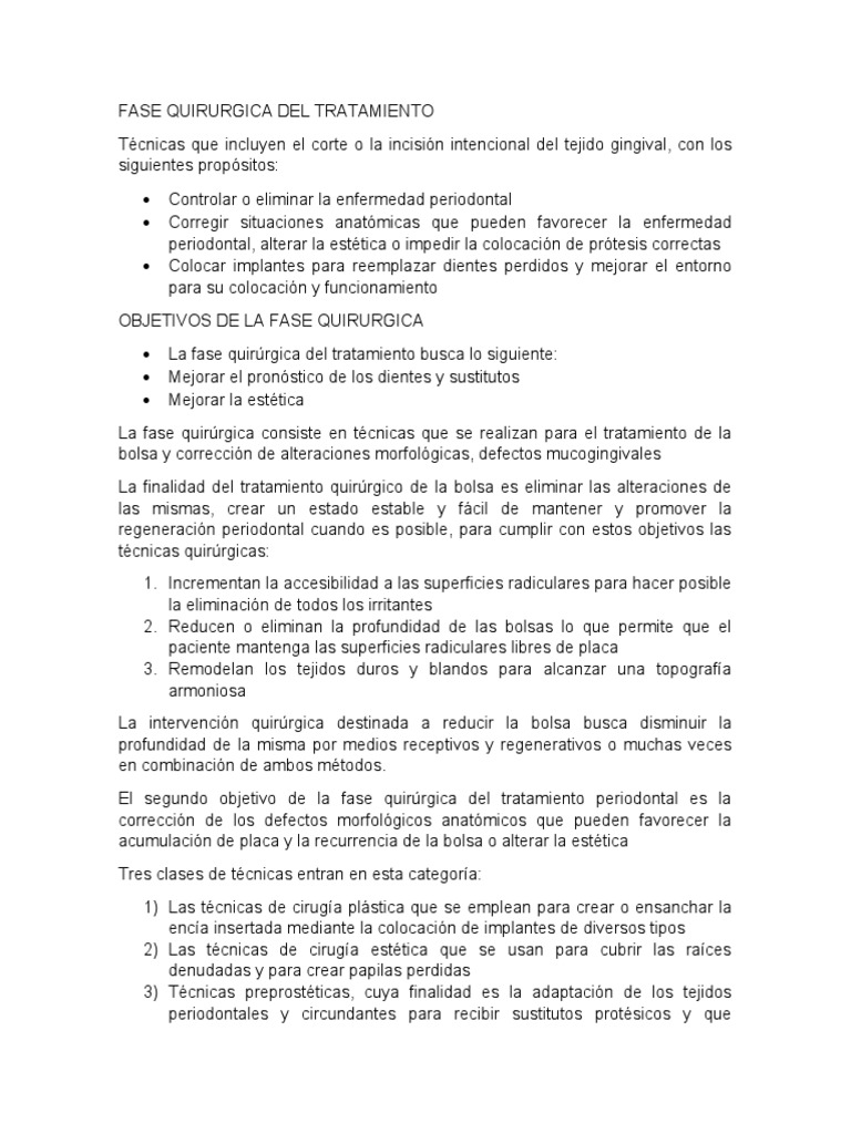 Fase Quirurgica Del Tratamiento 1 | PDF