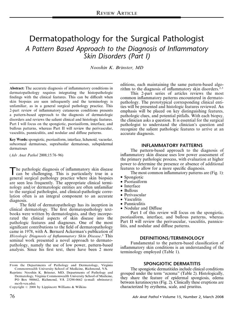 Dermatopathology For The Surgical Pathologist A Pattern-Based Approach To The Diagnosis of ...