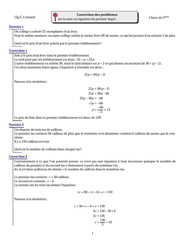 Exercice: Correction Des Problèmes | PDF