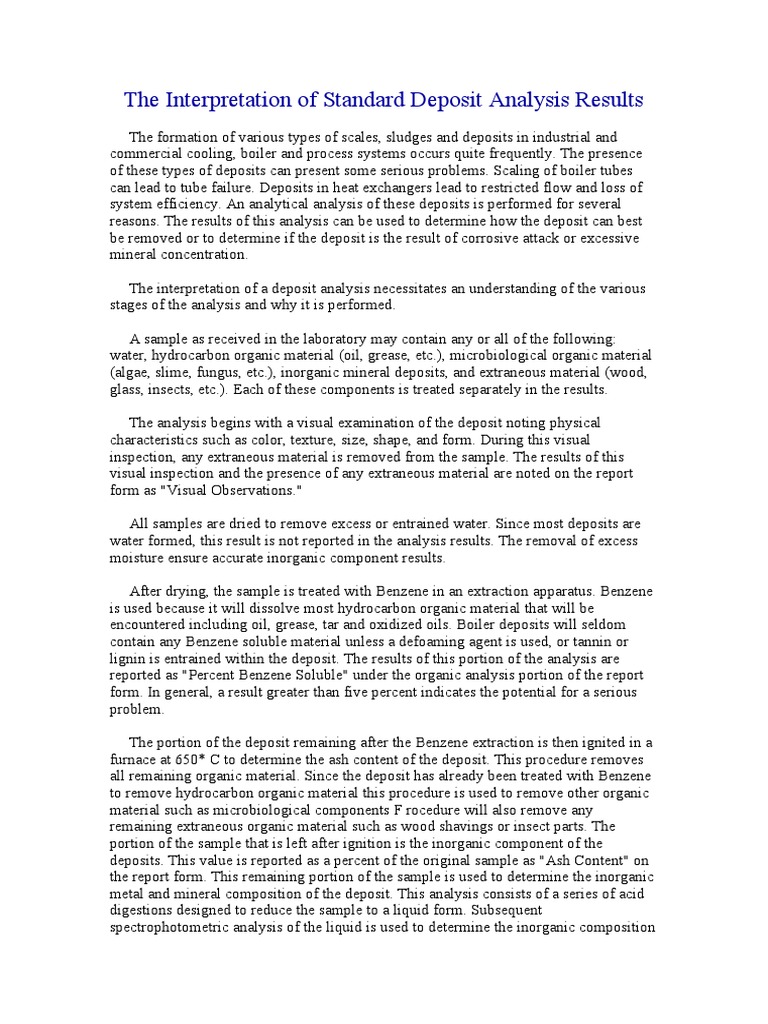 The Interpretation of Standard Deposit Analysis Results | PDF | Calcium ...