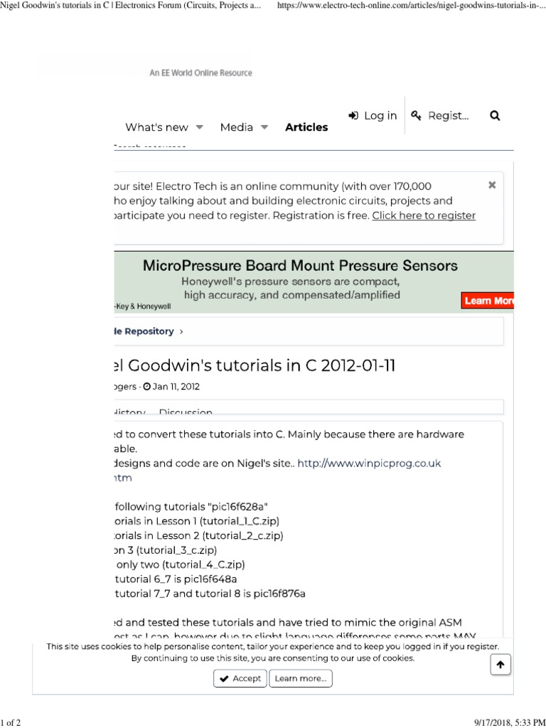 Nigel Goodwin's Tutorials in C - Electronics Forum (Circuits, Projects and Microcontrollers) | PDF