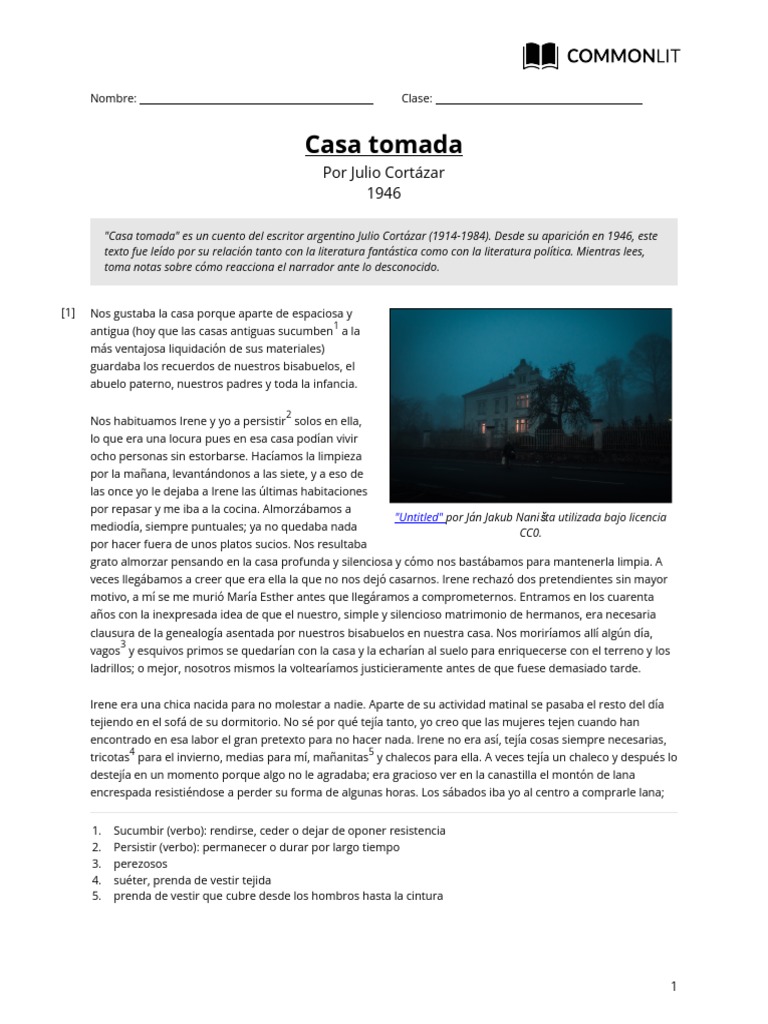 Casa Tomada Teacher 12 | PDF | Cuentos