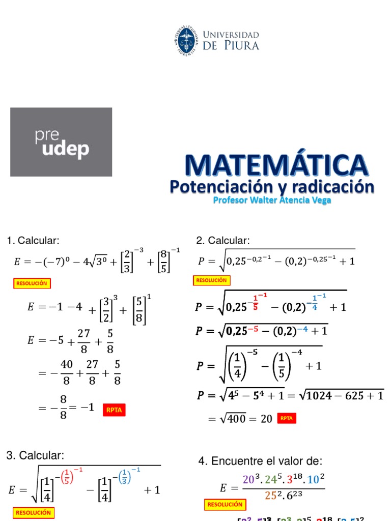 Potenciacion y Radicacion | PDF Potenciacion y Radicacion | PDF