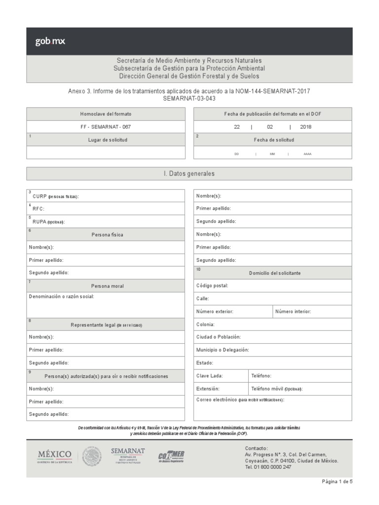 FF-SEMARNAT-067 SEMARNAT-03-043 Editable | PDF