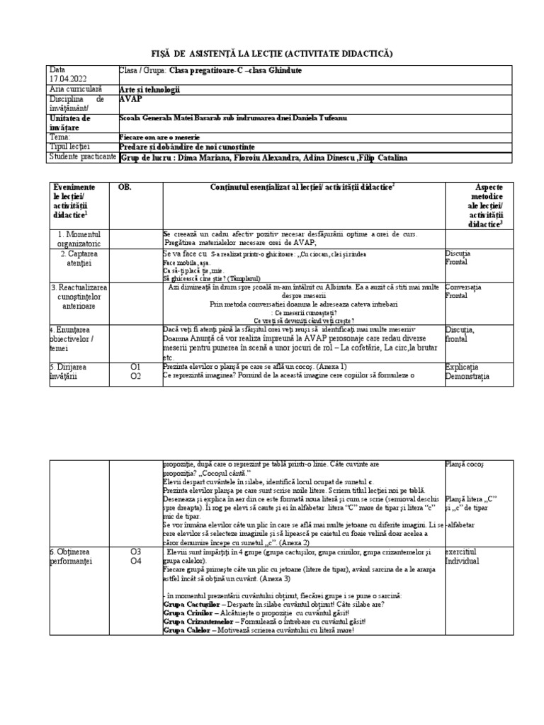 Fisa de Asistenta 2 Primar CLR Litera C 23.03.200 | PDF
