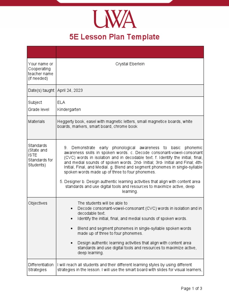Ed508-5e-Lesson-Plan-Template 1 | PDF | Education Theory | Learning