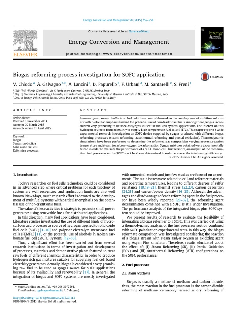 Biogas Fro SOfc APPLICATION | PDF | Solid Oxide Fuel Cell | Fuel Cell