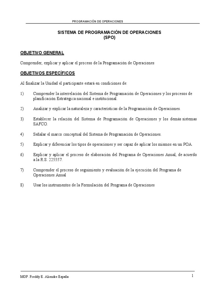 TEMA No 3 SISTEMA DE PROGRAMACION DE OPERACIONES | PDF | Presupuesto | Planificación