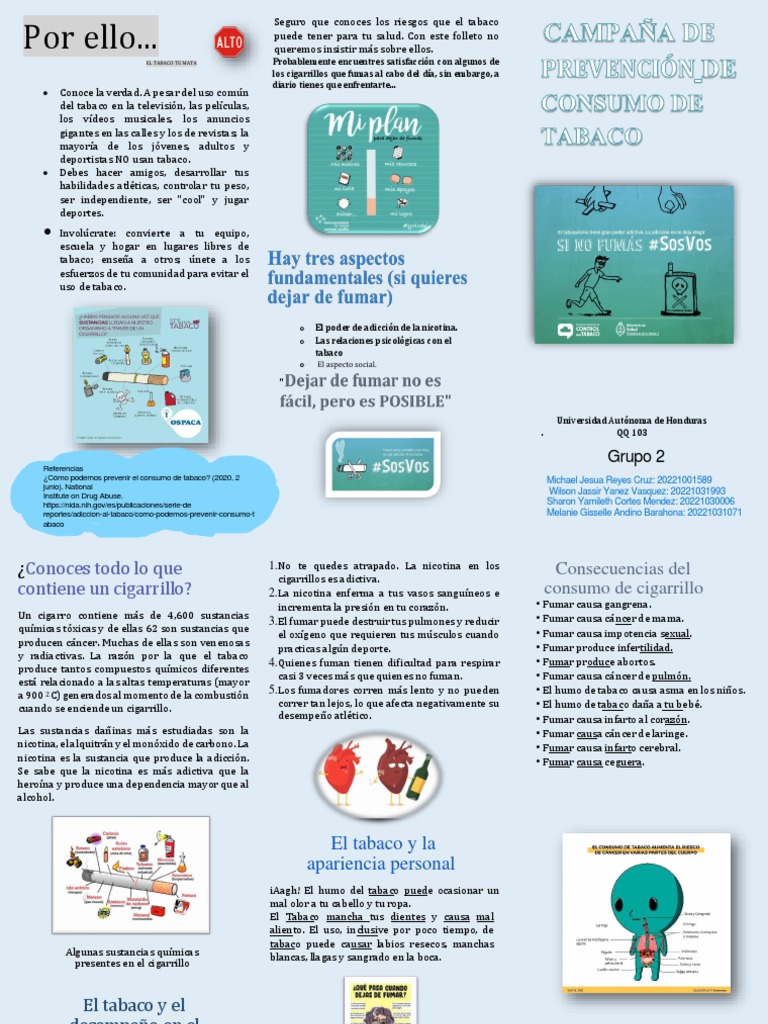 Tríptico Consumo de Tabaco | PDF | Fumar tabaco | Adicción