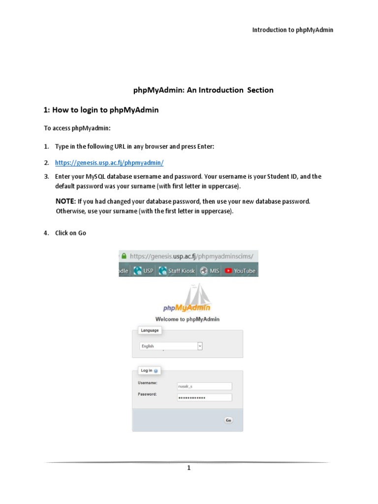 Php My Admin Intro Pdf Table Database Sql
