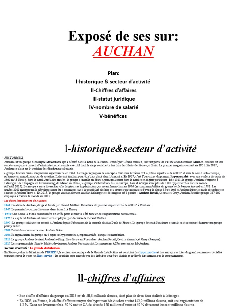 Exposé de Ses Sur:: Auchan | PDF
