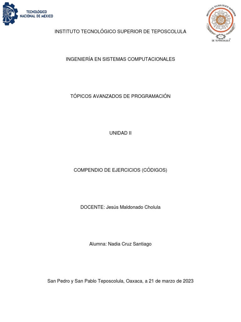 Compendio de Ejercicios Unidad 2 TAP | PDF