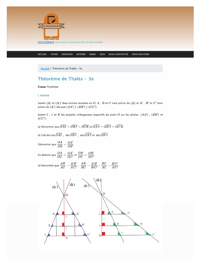 Theoreme de Thales - 3e | PDF