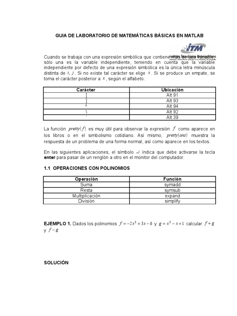 Guía de Matlab | PDF | Factorización | Multiplicación