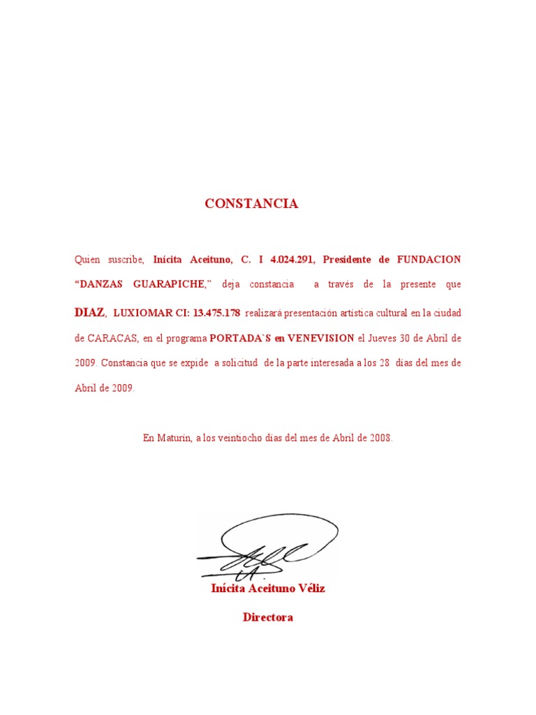 Constancia, Logo Guarapiche | PDF | Musica Latinoamericana ...