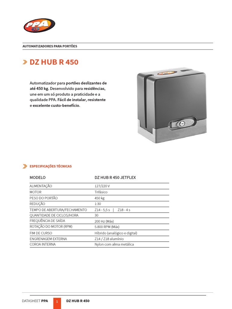 PPA Datasheet Lancamento DZ Hub 450 | PDF