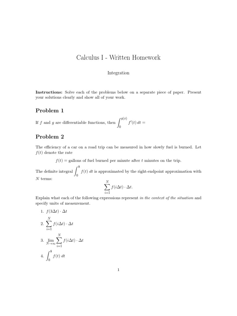 Integration Written Homework | PDF