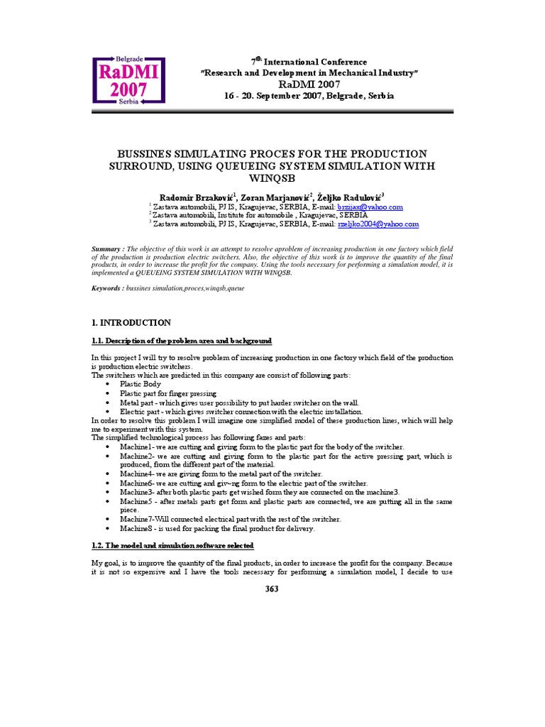 Business Simulation for Production Optimization | PDF | Simulation