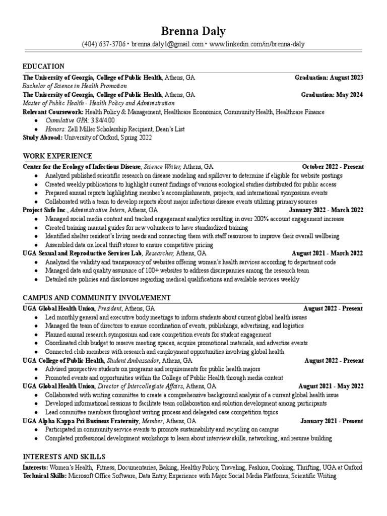 Brenna Daly Resume 3 | PDF