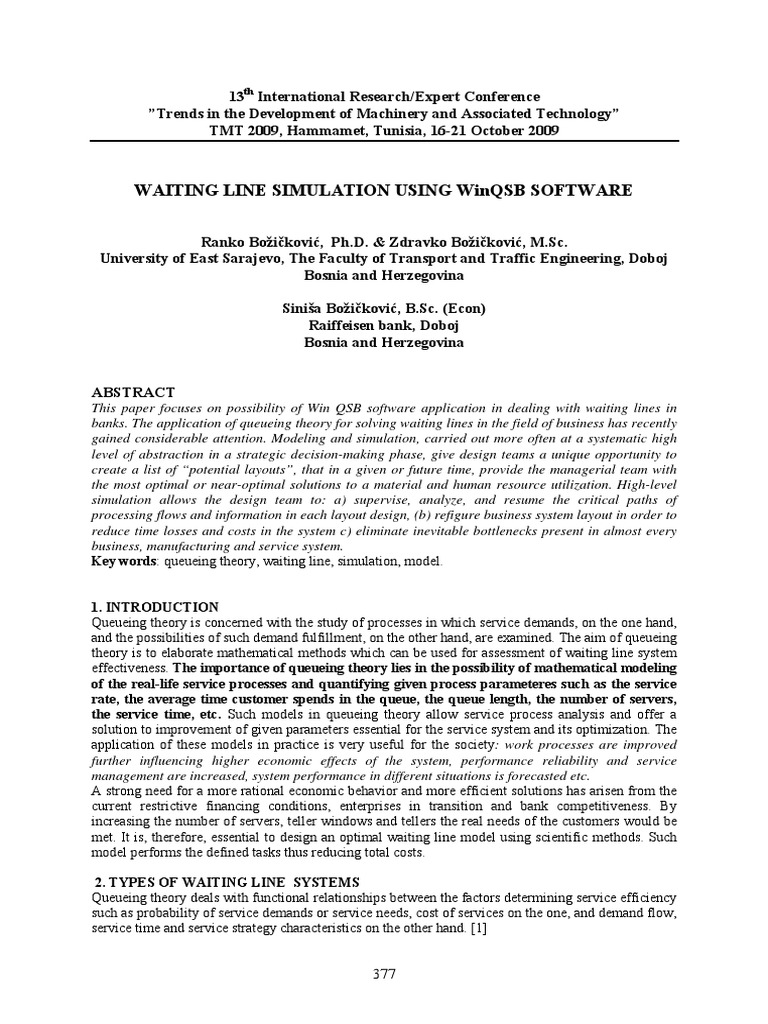 Waiting Line Simulation Using Winqsb Software | PDF | System | Conceptual Model