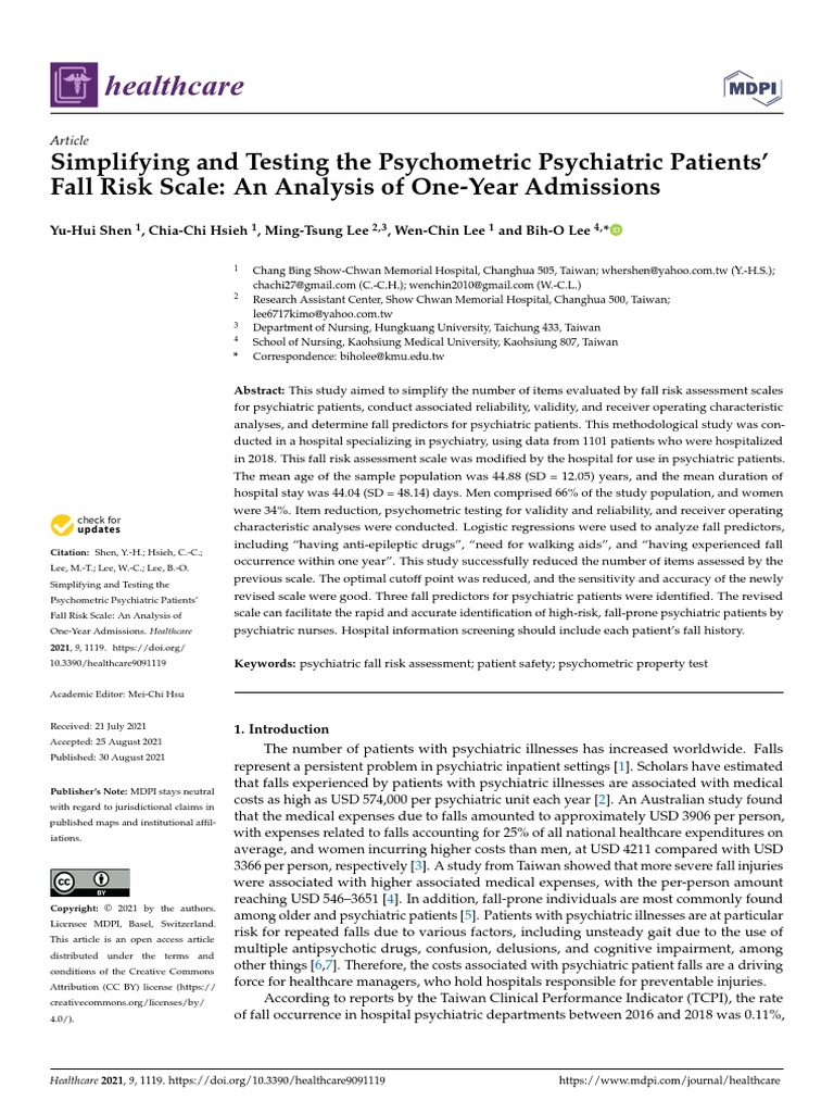 Simplifying and Testing The Psychometric Psychiatric Patients' Fall ...