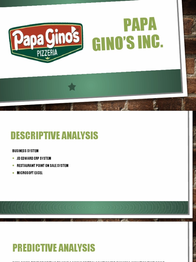 Papa Gino's Business Analytics Strategy | PDF
