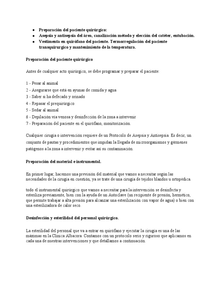 Preparación del paciente quirúrgico, exposicion | PDF