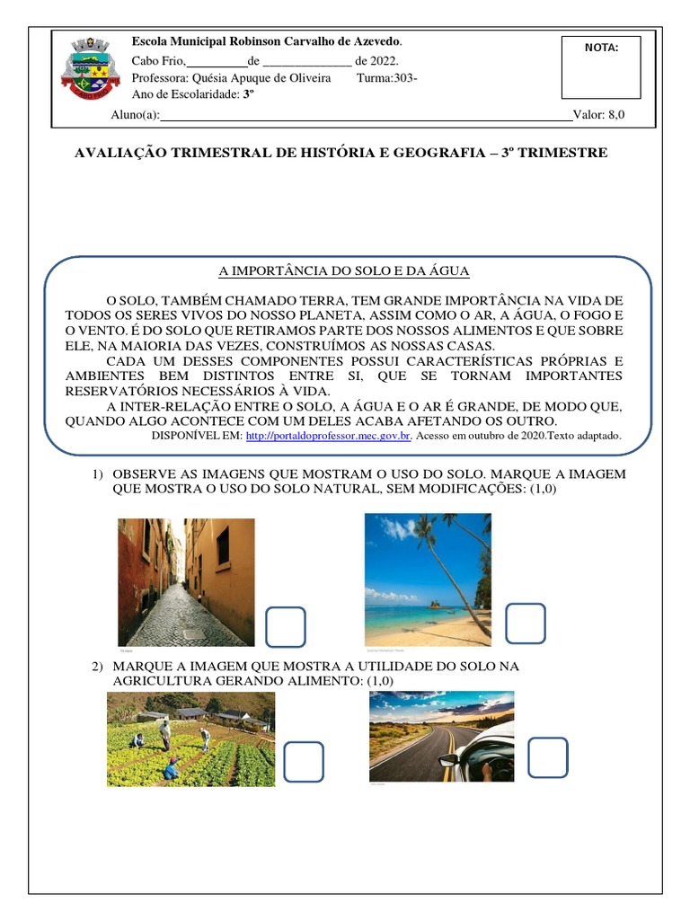 Avaliação de Historia e Geografia 80 Pontos | PDF