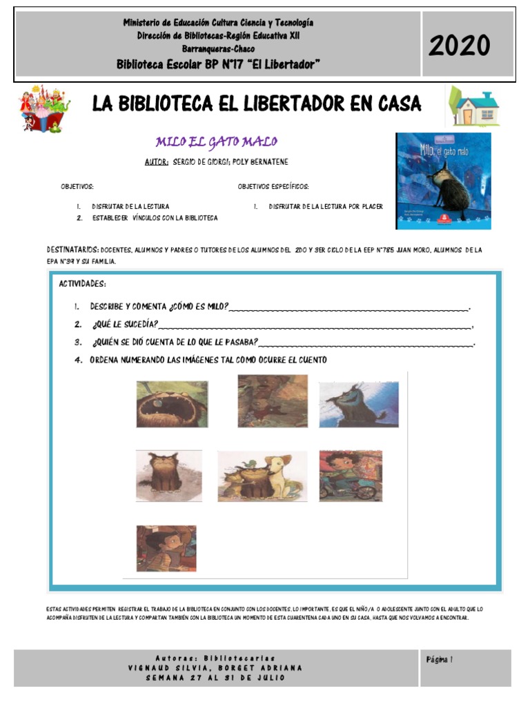 Actividad MILO EL GATO MALO | PDF | Ciencias sociales | Viajes y turismo