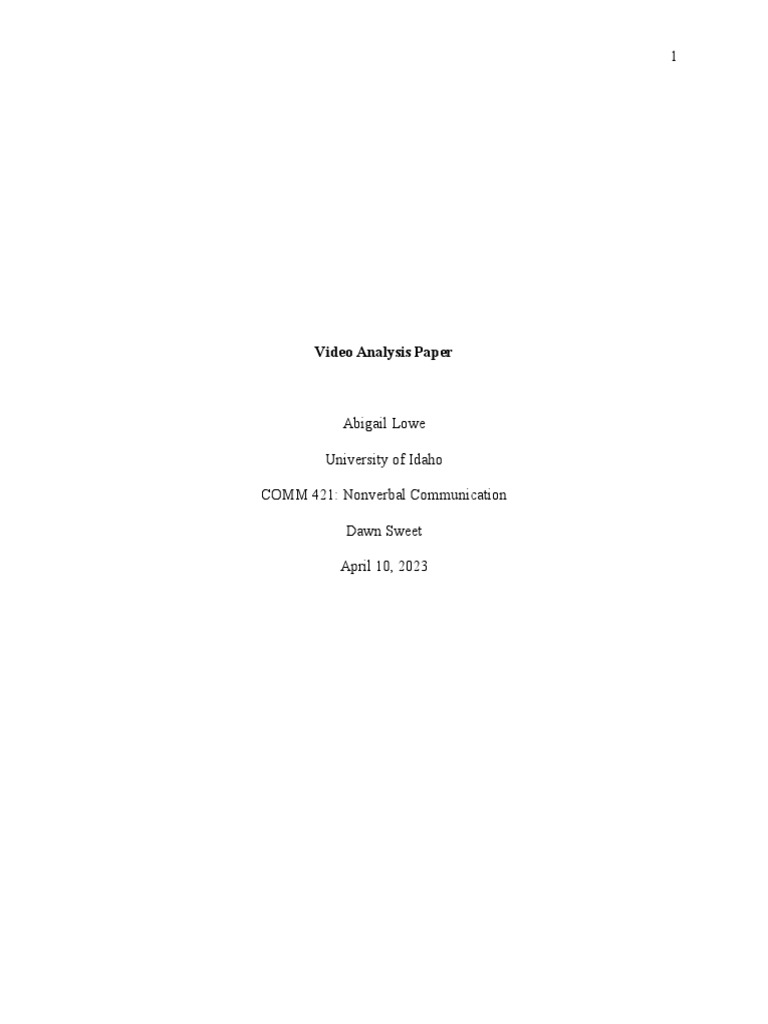 Vid Analysis Paper | PDF | Gesture | Embodied Cognition